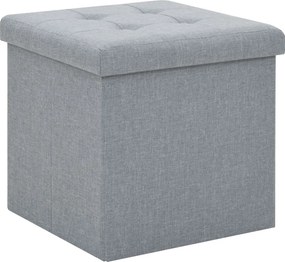 Skládací úložná stolička světle šedá umělý len 247078