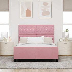 Postel s boxspringem s čelo Růžová 140 x 190 cm samet 3344878