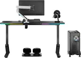 ULTRADESK Iron černá / Herní stůl / 132.5 x 60.5 x 71 - 81 cm / nastav