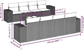 9dílná zahradní sedací souprava s polštáři hnědá polyratan 3222353