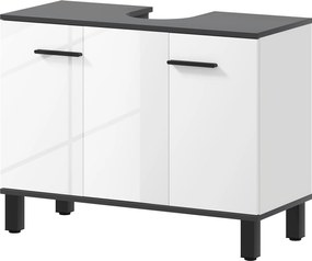 HOMCOM Podskřínková koupelnová skříňka s umyvadlem na stojánku nebo nohách, 2 dveře a nastavitelnými policemi pro 80x34x60 cm Jasně bílá koupelna | Ao