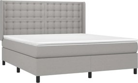 Box spring postel s matrací a LED světle šedá 160x200 cm textil 3138645