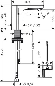 Hansgrohe Vernis Blend, elektronická umyvadlová baterie pro studenou vodu nebo předem nastavenou teplotu, napájení baterií, chromová, HAN-71503000