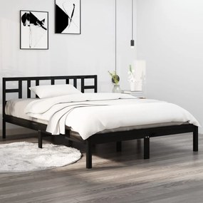 Rám postele černý masivní dřevo 120 x 200 cm - Default Title