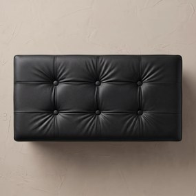 Obdélníkový taburet s úložným prostorem z ekokůže, skládací, 80 × 40 × 40 cm, černý