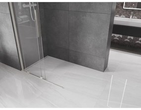 Mexen Velar, sprchová zástěna s posuvnými dveřmi Walk-in 110 x 200 cm, 8mm čiré sklo, broušená ocel, 871-110-000-03-97