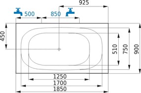 Santech Plus vana 185 x 90 SAPLU185 Orientace vany: Levá