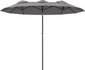 Outsunny Dvojitý Slunečník, 285x147cm Zahradní Slunečník s Ručním Mechanismem, Ocelový Sloup, Oválný Tržní Slunečník s Větrací Otvor, Odolný Dvojitý S