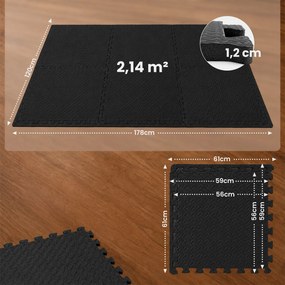 V2 Sada 6 ochranných podložek na podlahu 61x61cm – černá