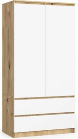 Šatní skříň S90 2D2SZ dub artisan/bílá