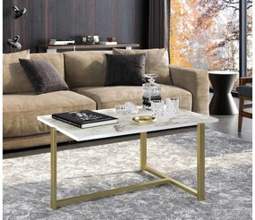 Designový konferenční stolek Vespera 92 cm bílý/zlatý