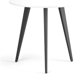 Konferenční stůl PRIMO VIBE, průměr 80 cm, černá podnož, bílá