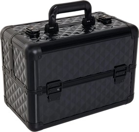 HOMCOM Kosmetický Organizér na Make-up Profesionální Krásy Box Přenosný 4 Úrovně 35,5x20x25,5cm Hliník | Aosom