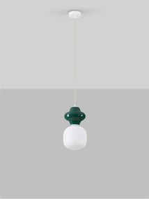 Bílé/v petrolejové barvě keramické závěsné svítidlo se skleněným stínidlem ø 18 cm Clio – Nova Luce