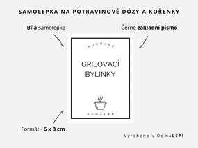GRILOVACÍ BYLINKY - omyvatelná samolepka na kořenky, výběr rozměrů Ø 5 cm / 5 x 5 cm / 6 x 8 cm | DomaLEP tvar: KOLEČKO, barva: BÍLÁ - ČERNÉ písmo, velikost: Ø 5 cm - základní písmo