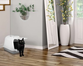 Kočičí toaleta KUWETA s dvířky a lopatkou šedá