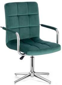LuxuryForm DESIGN Otočná židle VERONA VELUR na stříbrném kříži - zelená