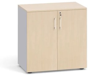 Kancelářská skříň s dveřmi PRIMO, 740 x 800 x 420 mm, šedá / bříza