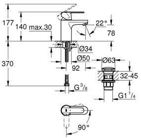GROHE 23586000 - Umyvadlová baterie GET velikost S lesklý chrom