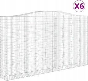 vidaXL Gabionové koše, 6 ks, 400x50x220/240 cm, galvanizované železo