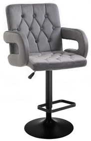 LuxuryForm Barová židle  BOSTON VELUR na černém talíři - šedá