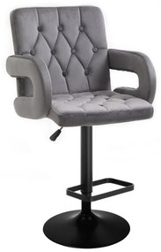 LuxuryForm DESIGN Barová židle BOSTON VELUR na černé kulaté podstavě - šedá