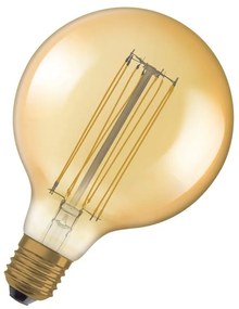 Zlatá stmívatelná vintage LED žárovka E27 8,8 W GLOBE, teplá bílá