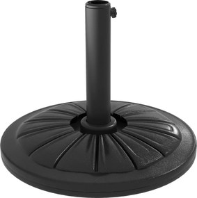 Stojan na slunečník Outsunny s kulatým základem a plnitelnou cementovou hmotností HDPE 13 kg pro slunečníky s průměrem 38/48 mm, průměr 43x32 cm, čern