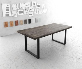 Jídelní stůl Edge 200x100 XL akácie podnož platina černá