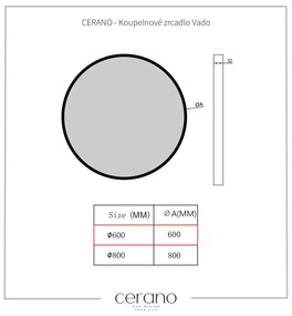 CERANO - Koupelnové zrcadlo Vado, kovový rám - černá matná - Ø 60 cm