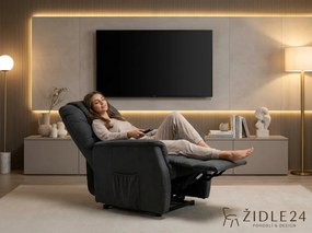 Elektrické polohovací TV křeslo SAGA - šedá látka