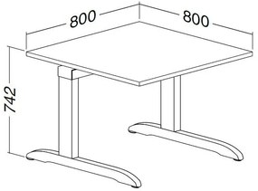 Stůl ProOffice C 80 x 80 cm, třešeň
