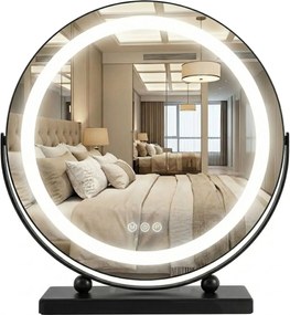 Rea MAKE-UP, kosmetické LED zrcadlo 40 cm v černém rámu k postavení, HOM-12020