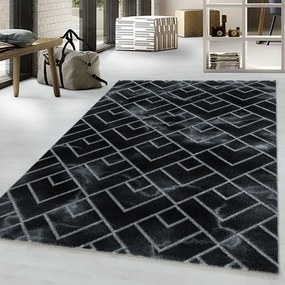 Ayyildiz, Kusový koberec Naxos 3814 silver, 140x200, černá, kancelář
