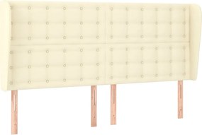 Čelo postele typu ušák krémové 203 x 23 x 118/128 cm umělá kůže 3118066