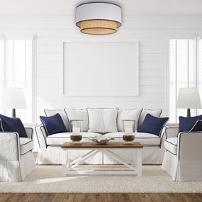 Duolla - Stropní svítidlo BOHO 1xE27/15W/230V pr. 45 cm bílá/ratan