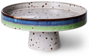 HK living Keramická mísa na podstavci 70's Ceramics Comet, modrá barva, zelená barva, šedá barva, keramika