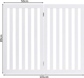 Costway Zábrana pro psy 89 cm vysoká 2 panely Ochranné dřevěné skládací (bílé