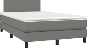 Box spring postel s matrací a LED tmavě šedá 120x200 cm textil 3132982