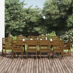 vidaXL 11dílný zahradní jídelní set medově hnědý masivní borové dřevo