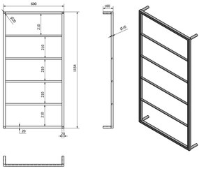 Sapho SKA nástěnný sušák ručníků 600x1150x100mm, bílá mat SKA512