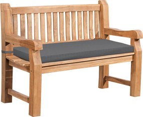 Teaková lavice Jackson s sedací polštář 120 cm + teak – tmavě šedá