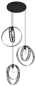 Smart hanglamp zwart rond 3-lichts incl. Wifi G95 - Indu