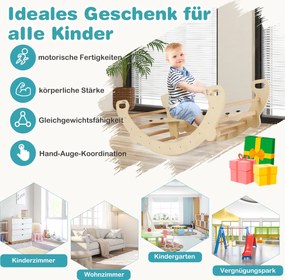 Costway Multifunkční houpací oblouk 4-in-1 lezecká hračka ze dřeva Montessori
