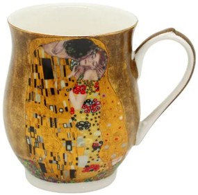HOME ELEMENTS Porcelánový hrnek 350 ml, Klimt Polibek zlatý