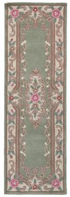 Zelený vlněný běhoun Flair Rugs Aubusson, 67 x 210 cm
