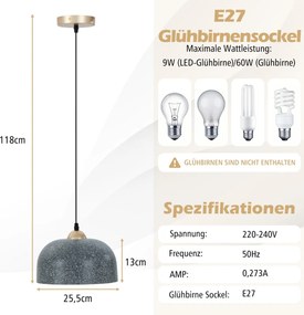 Costway Stropní svítidlo s nastavitelným závěsným kabelem a závěsnou lampou E 27