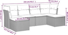 6dílná zahradní sedací souprava a podušky světle šedá polyratan 3218012