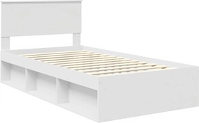 Rám postele s čelo Bílá 100 x 200 cm Masivní borové dřevo 3410636