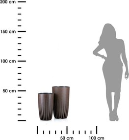 PLASTOVÝ KVĚTINÁČ STRIPPED ECO SADA 2KS 42X25 CM+ 51X30 CM TMAVĚHNĚDÁ
